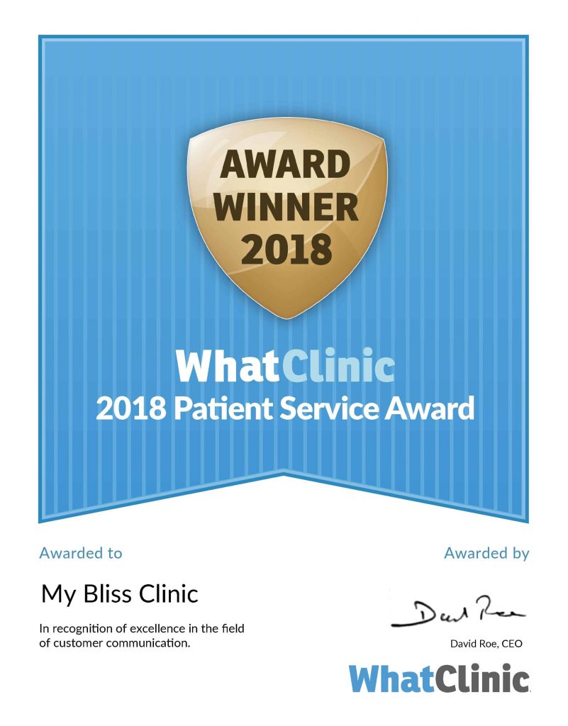 WhatClinic.com 2018 Patient Service Award | My Bliss Clinic